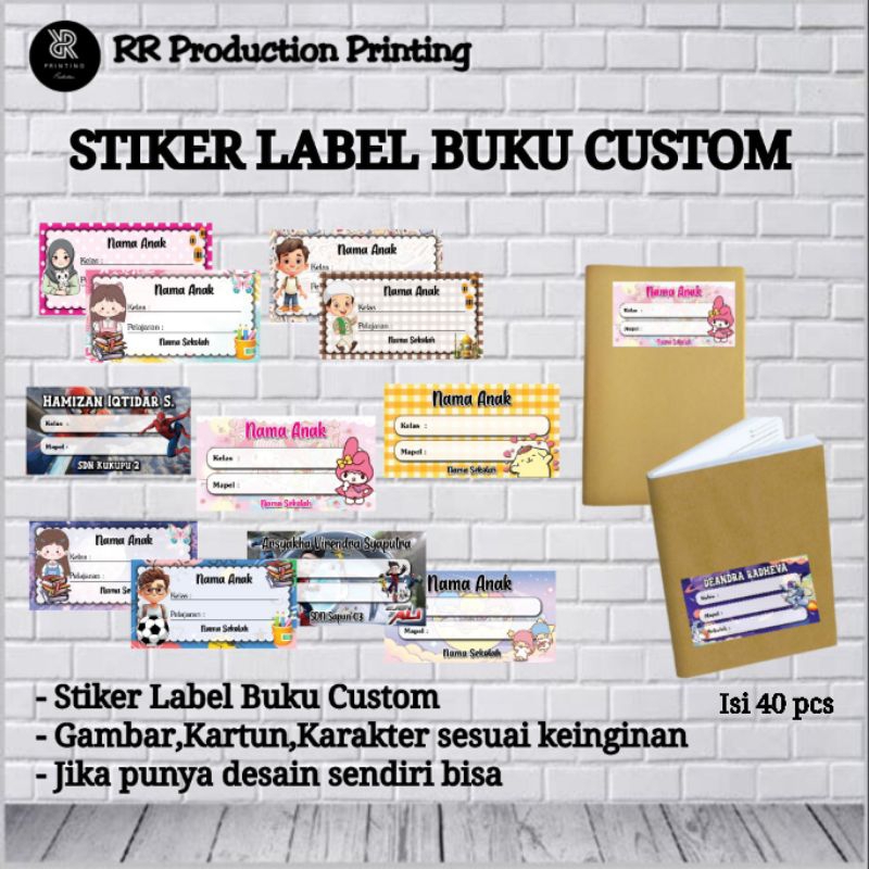 Jual Isi 40 Pcs Stiker Custom - Stiker Label Buku Sekolah/Stiker Label ...