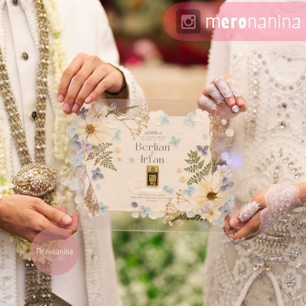 Jual Mahar Pernikahan Bunga Asli Frame Akrilik A4 Estetik (Dried Flower ...