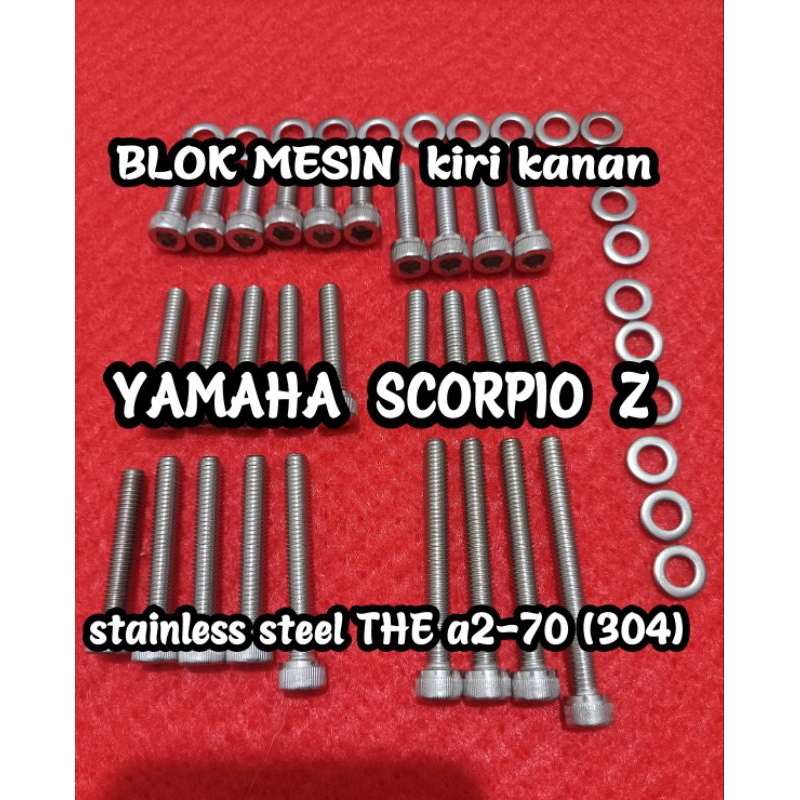 Jual Baut Blok Bak Mesin Baja Set YAMAHA Scorpio z Stainless L | Shopee Indonesia