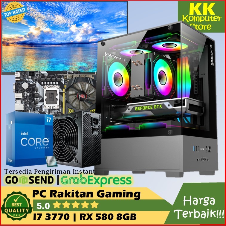 Jual Pc Rakitan Gaming Core i7 3770 | Rx 580 8GB| Ram 16GB| Ssd 256GB [ Pc Only / Fulset Monitor ...