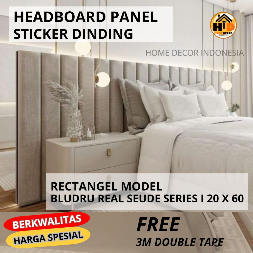 Jual Headboard Bludru 20x60cm Model Rectangle I Wallpanel Dinding ...