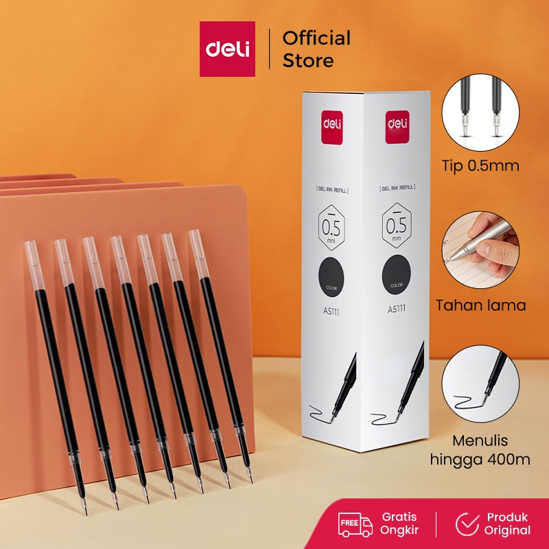 Jual Deli Isi Tinta Pulpen Gel Cetek / Retracable Gel Ink Refill 0.5mm ...