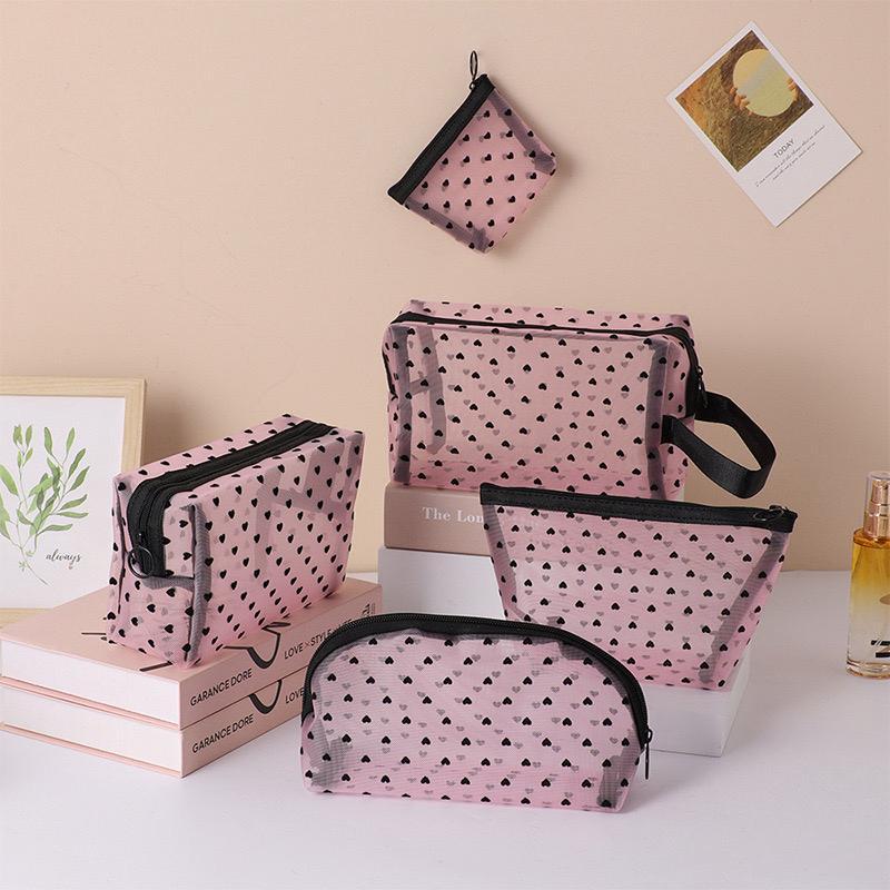 Jual pouch transparan hati bulu make up / organizer travel serbaguna kosmetik termurah | Shopee ...