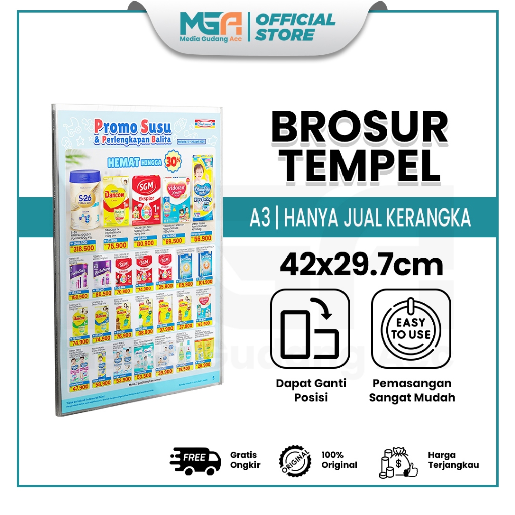 Jual Tempat Brosur Tempel A3 / Tempat Poster Tempel Dinding Akrilik ...