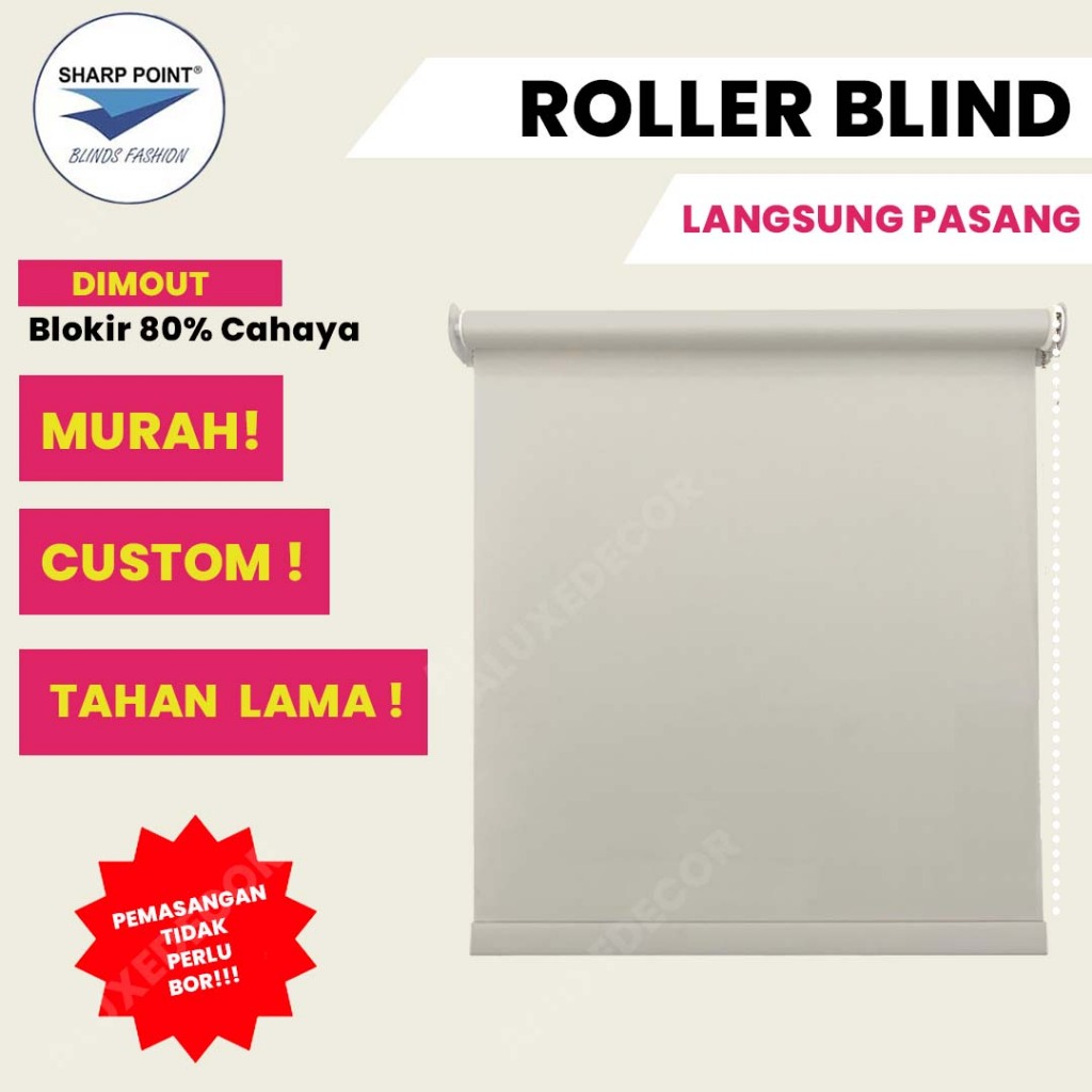 Jual Roller Blind Dimout Sharp Point Tanpa Bor - Roller Blinds Tanpa ...