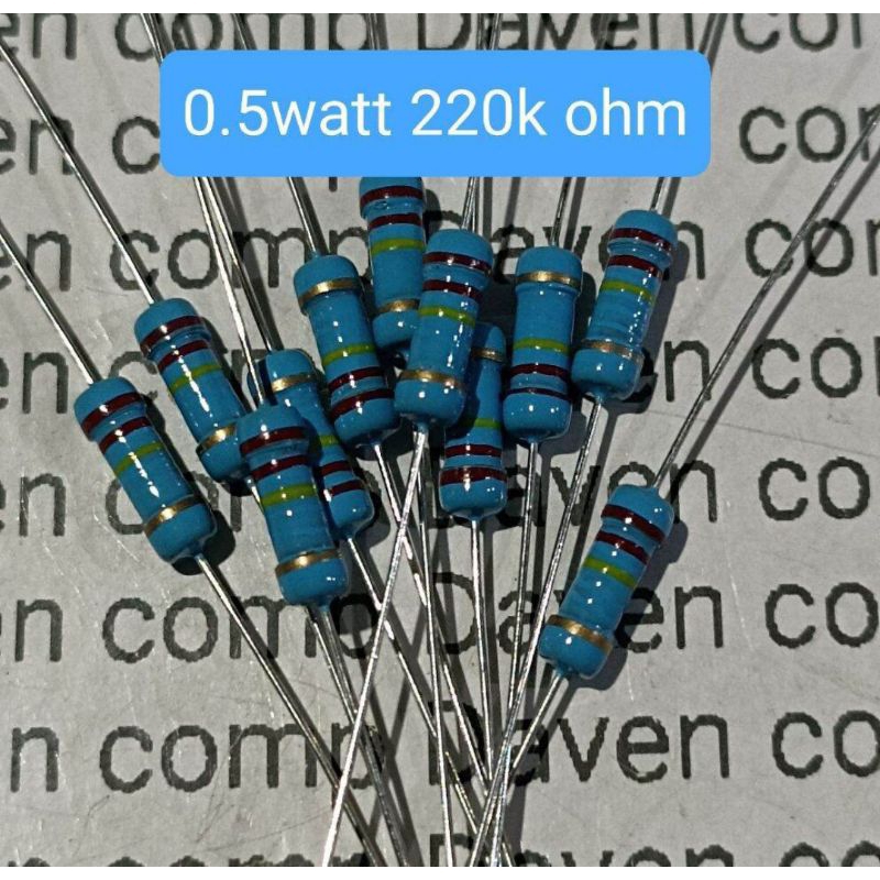 Jual 10BUAH RESISTOR 0.5WATT 220K OHM SETENGAH WATT 220K OHM 0.5 WATT ...