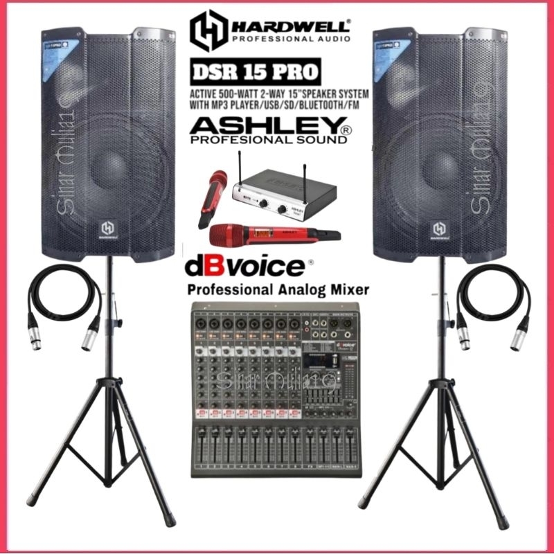 Jual Paket Sound System Speaker Aktif 15 Inch Hardwell DSR 15 PRO Mixer ...