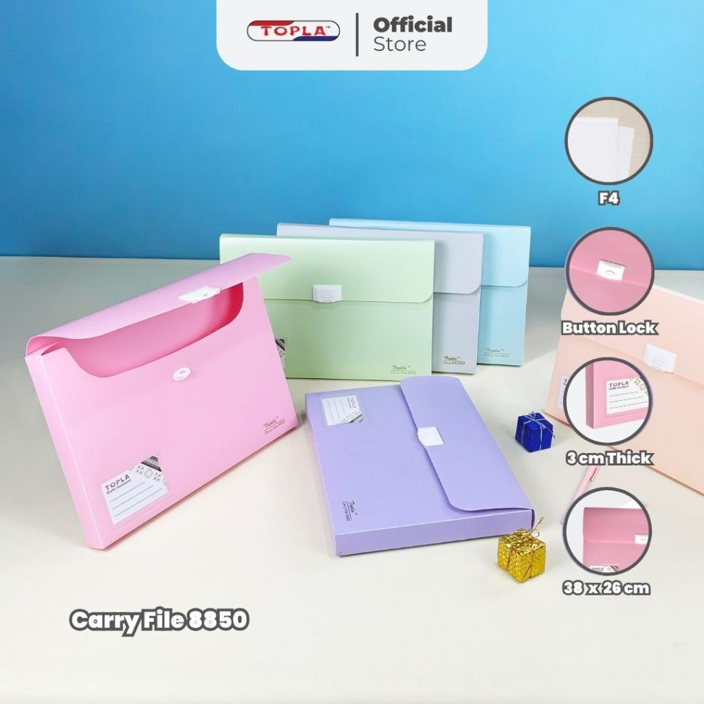 Jual TOPLA Carry File 8850 - Map Dokumen Jinjing F4 Pastel Tebal 3cm ...