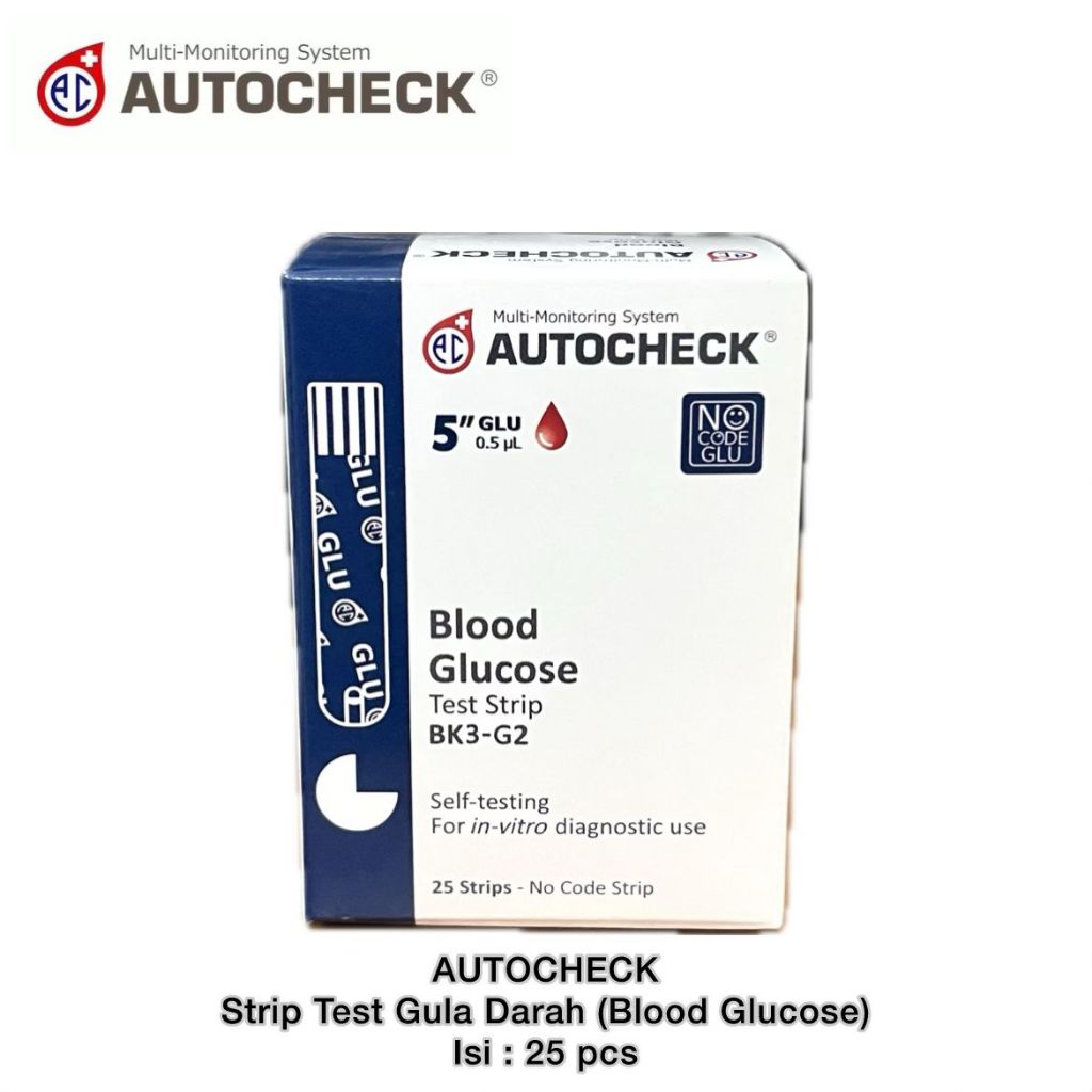 Jual STRIP TEST GULA DARAH AUTOCHECK BLOOD GLUCOSE TEST STRIP ISI 25 ...