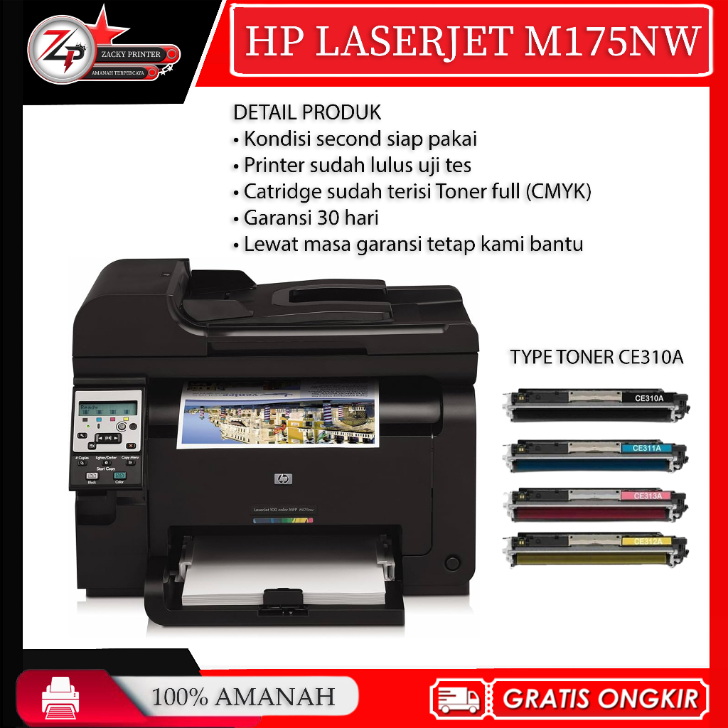 Jual Printer HP Laserjet Pro 100 M175nw MFP Color Sudah Wifi | Shopee ...