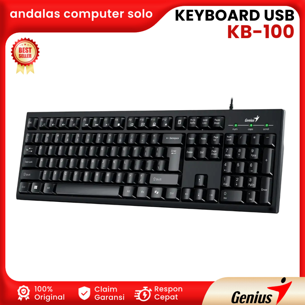 Jual KEYBOARD USB KABEL GENIUS KB-100 OFFICE WIRED SMART KEY KEYBOARD ...