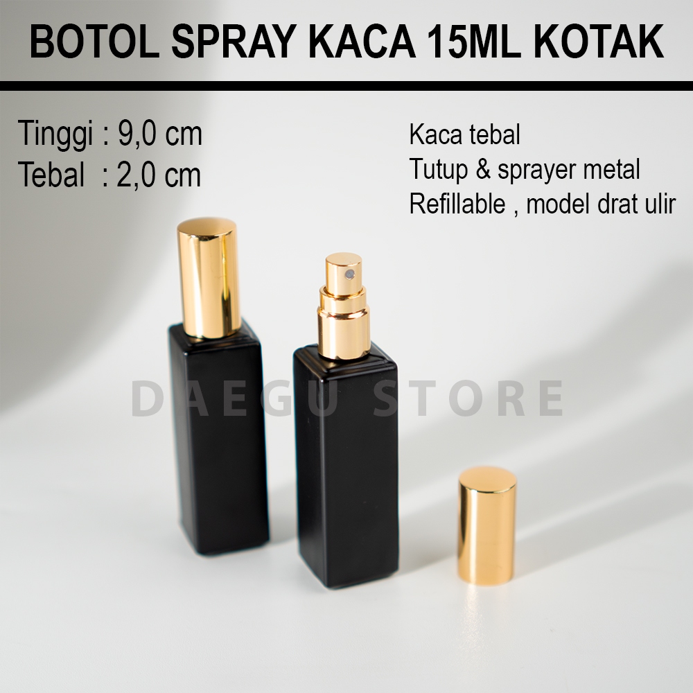Jual Botol Spray Parfum 15ml - Kaca KOTAK HITAM DOFF TUTUP EMAS ...
