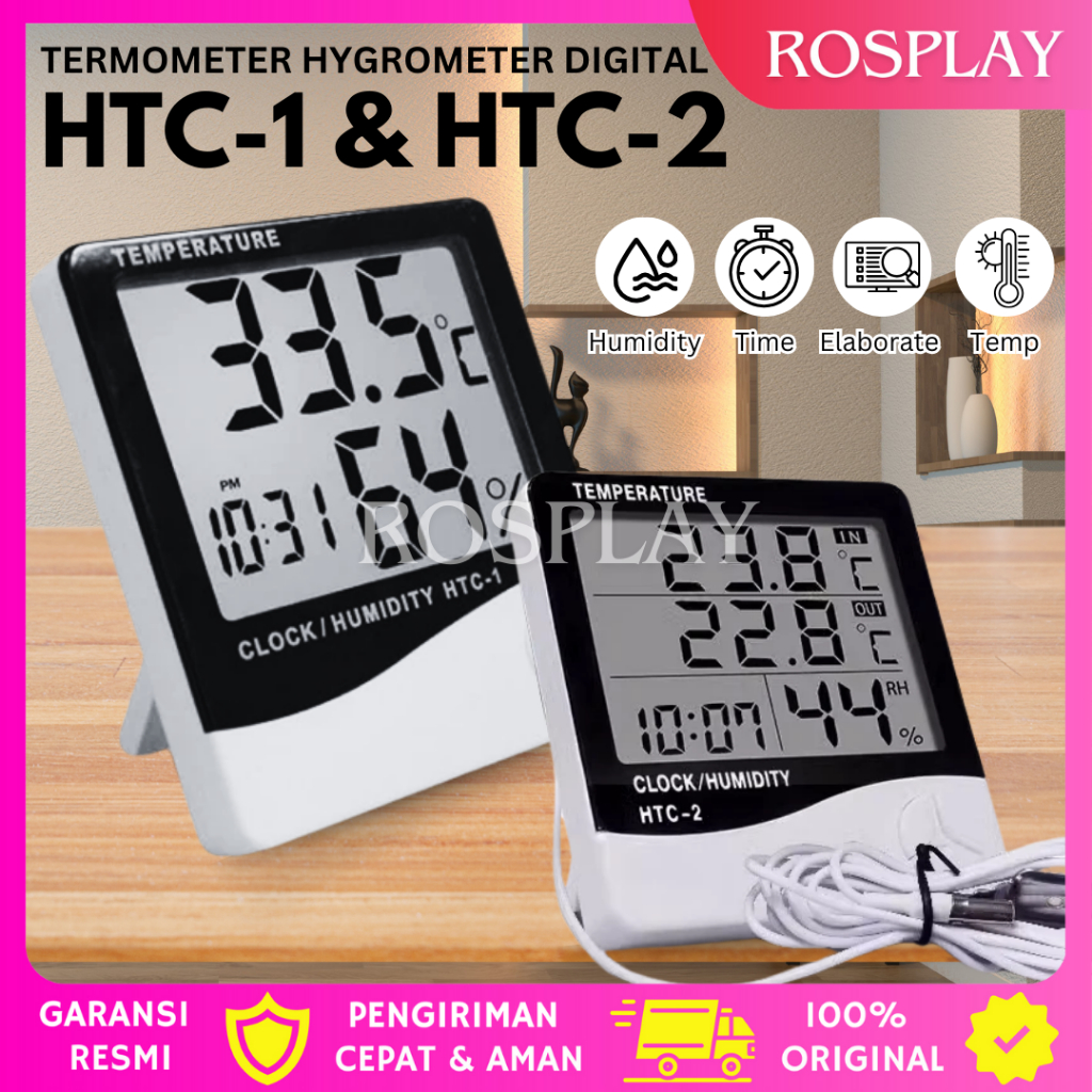 Jual HTC-2 dan HTC-1 Display 3 Baris Termometer Digital + Hygrometer ...
