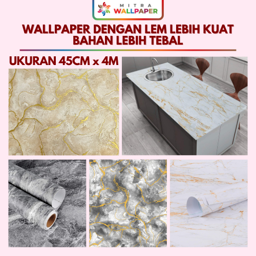 Jual Wallpaper Sticker Dinding Ruangan Stiker Motif Vinyl Marmer Modern ...