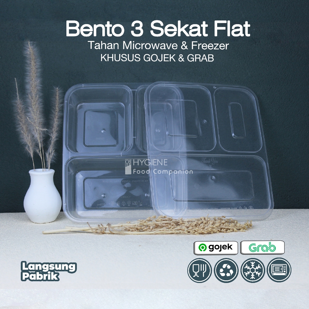 Jual Thinwall Bento Sekat 3 Plastik - Food Container Bento Thinwall ...