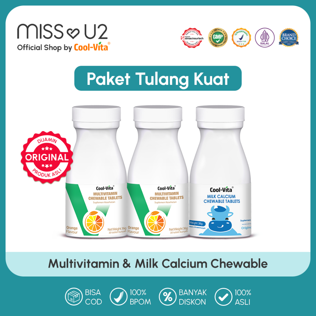 Jual COOLVITA ORIGINAL Milk Calcium Chewable (Kunyah) Rasa Original ...
