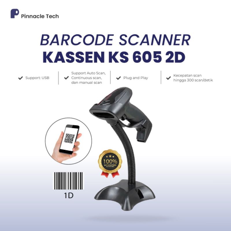 Jual Kassen KS605 Barcode Scanner E-Faktur KS-605 QR Code USB 2D Scan Resi JNT | Shopee Indonesia