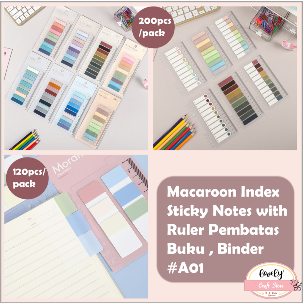Jual LovelyCraftStore | A01 ~ Macaroon Index Sticky Notes for Books ...