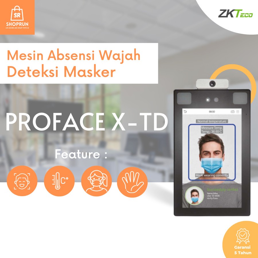 Jual Mesin Absensi Wajah Deteksi Masker Support Suhu ZKteco Proface X TD | Shopee Indonesia