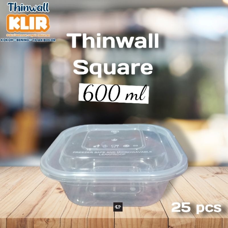 Jual Thinwall KLIR Square / Persegi 600 ml | 1 pack | Shopee Indonesia