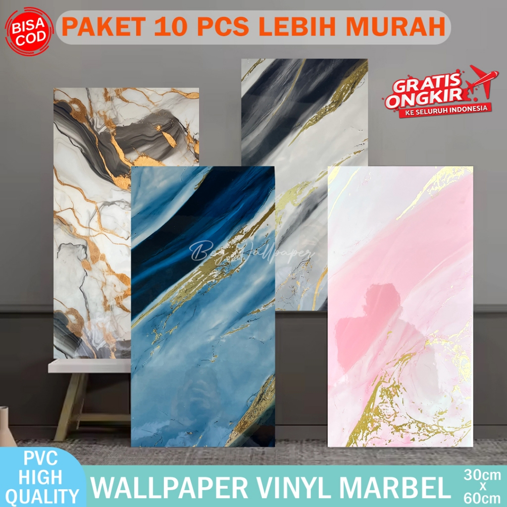 Jual Paket 10 Lembar VINYL Marble 30x60cm Lantai Vinyl Marbel Granit Stiker Cabinet Marbel Motif ...