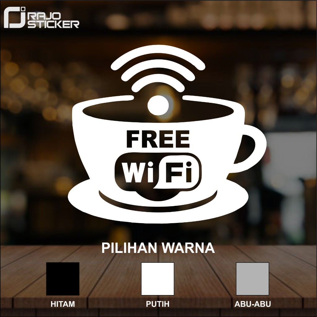 Jual Cutting Sticker Free Wifi Cangkir stiker kaca cafe resto Stiker ...