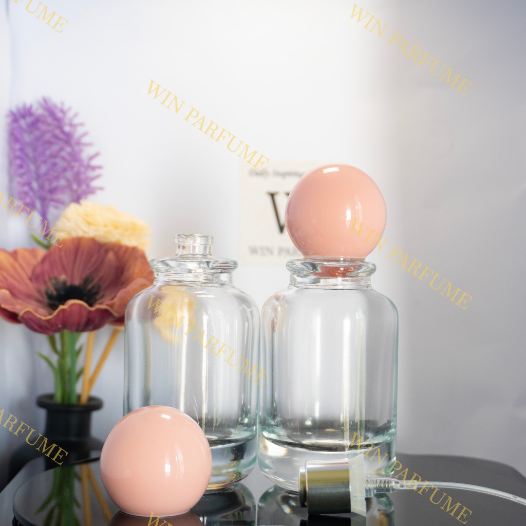 Jual Botol Parfume Mewah 50ml L V Lou Clear Semi Press Tutup Bulat Pink ...