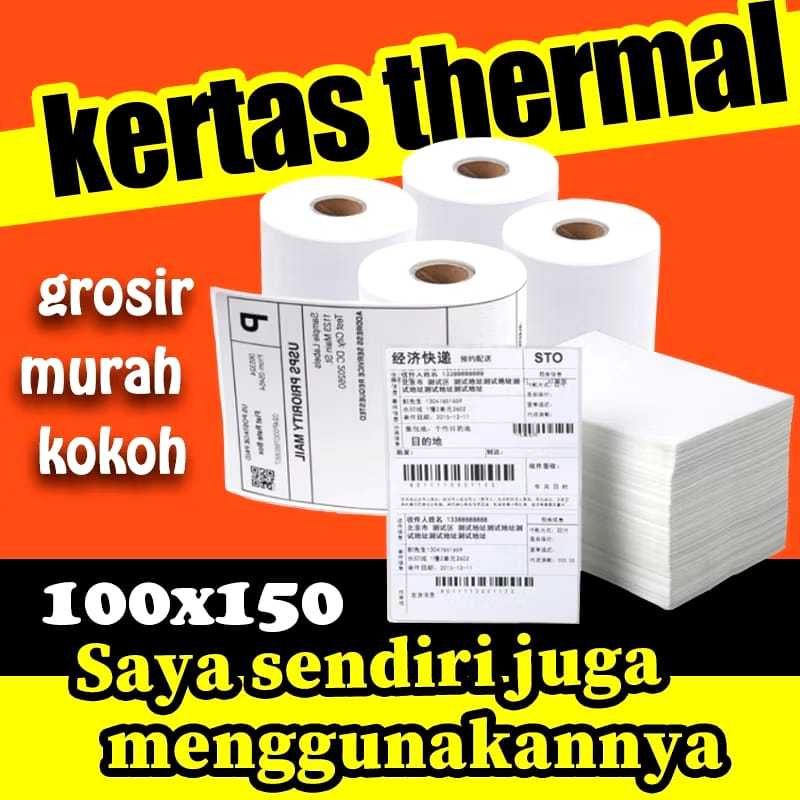 Jual RAJUTID KERTAS LABEL THERMAL 100x150 STICKER BARCODE UKURAN A6 isi 500 pcs | Shopee Indonesia