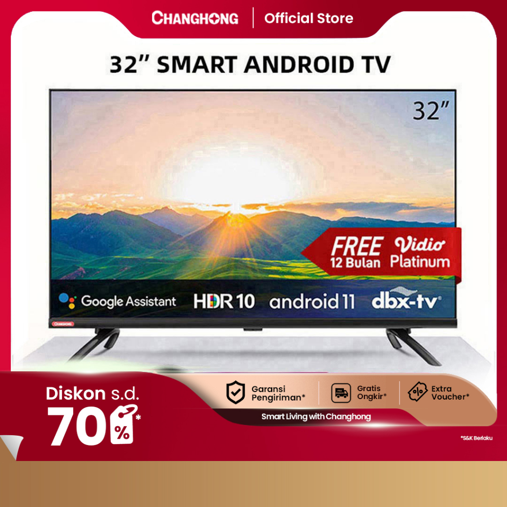Jual Changhong 32 Inch borderless Netflix TV Google certified Android 11 Smart TV LED TV (Model ...
