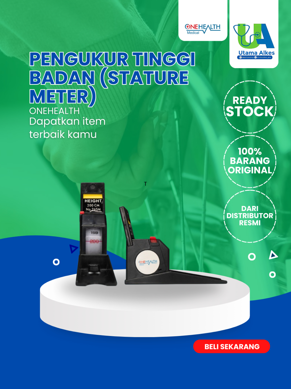 Jual OneHealth Pengukur Tinggi Badan Stature Meter 200cm | Alat Ukur Di ...