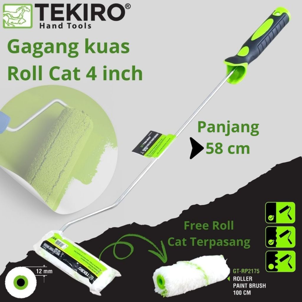 Jual TEKIRO Kuas Roll Cat 4" inch 58 cm Gagang Kuas Rol Cat Kapal ...