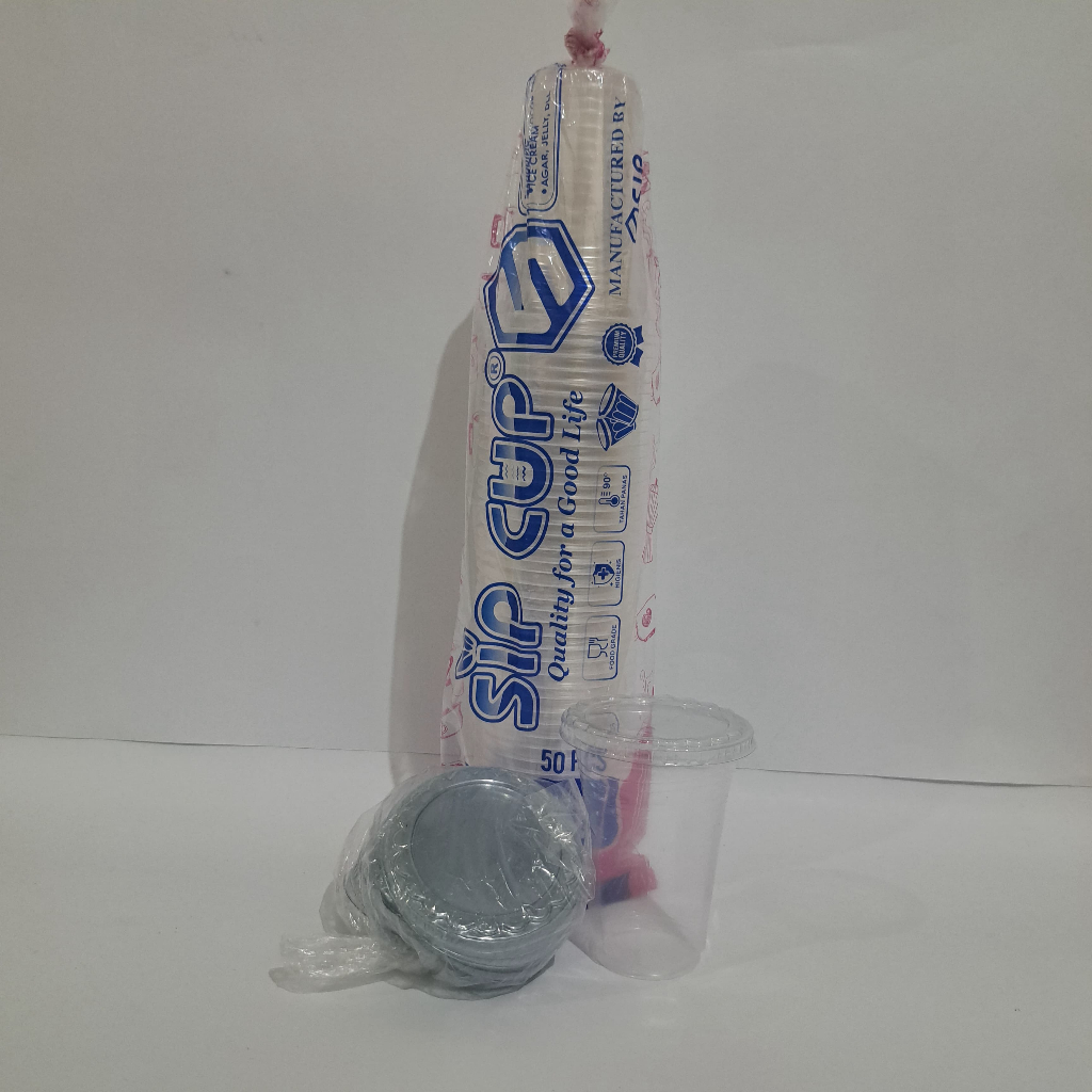 Jual 1 PAK 50 PCS GELAS PLASTIK CUP AQUA SIP / GELAS KOPI / TUTUP GELAS ...