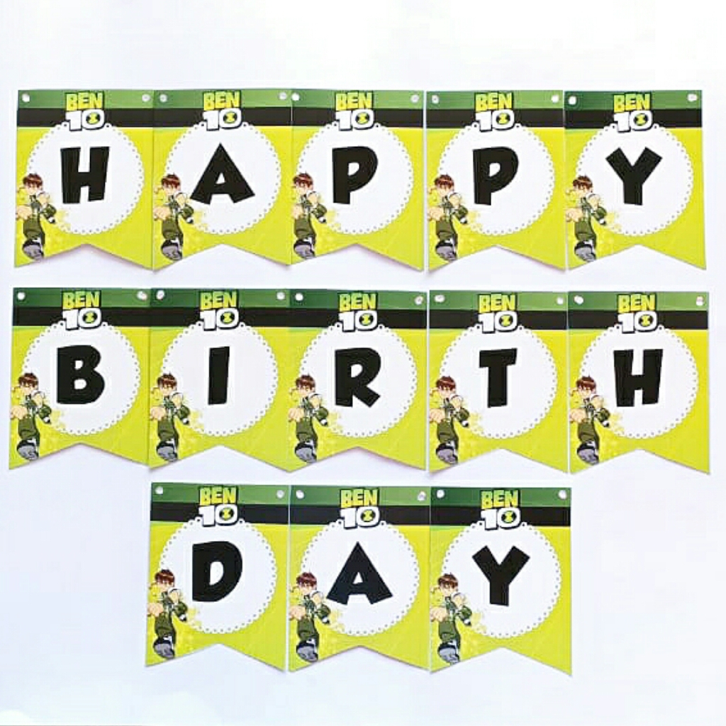 Jual banner garland bunting flag happy birthday ulang tahun karakter ...