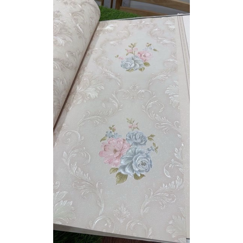 Jual Wallpaper Dinding Murah Bunga Klasik Pink Soft | Shopee Indonesia