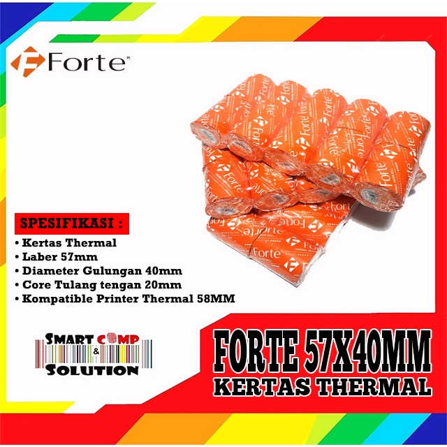 Jual Kertas Thermal Paper Forte 57x40 mm / 57 x 40 mm / 57x40mm Nota ...