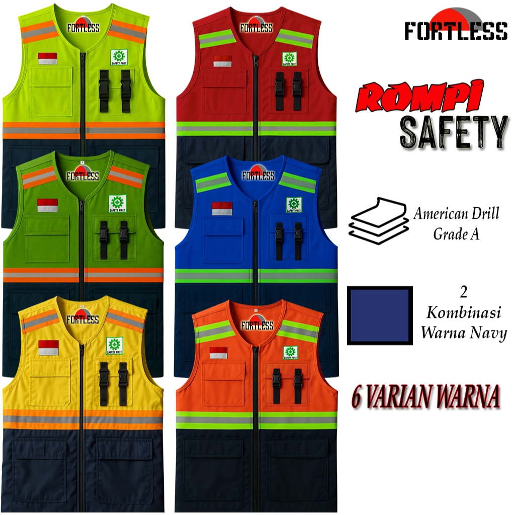 Jual Rompi Safety 2 Kombinasi Warna | Rompi Safety K3 | Rompi Safety ...