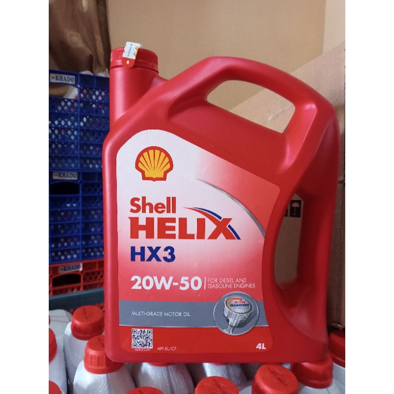 Jual SHELL HELIX HX3 20w-50 BENSIN. 4ltr | Shopee Indonesia