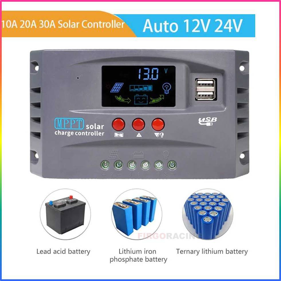 Jual SCC Solar Charger Controller Regulator Dual USB LCD 10A/20A/30A ...
