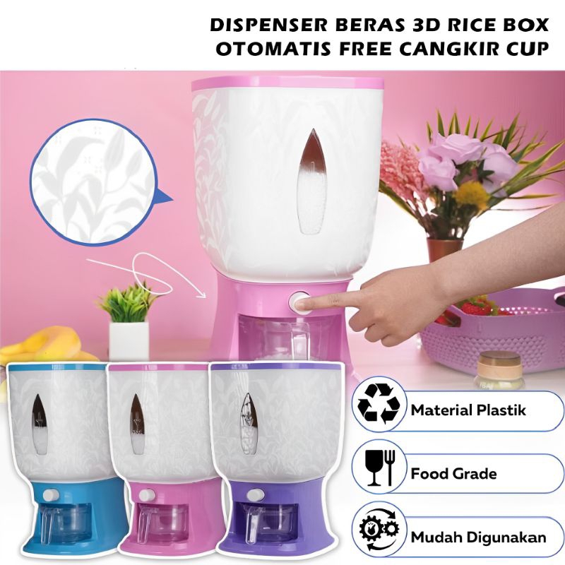 Jual HOMEWARE Dispenser Beras Otomatis 3D / Rice Box Otomatis Free ...