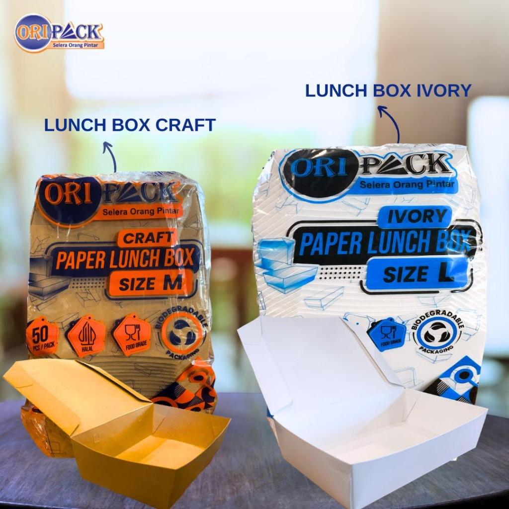 Jual Paper Lunch Box Putih & Coklat Kotak Makan Kertas Laminasi Size Medium Dan Large Food Grade ...