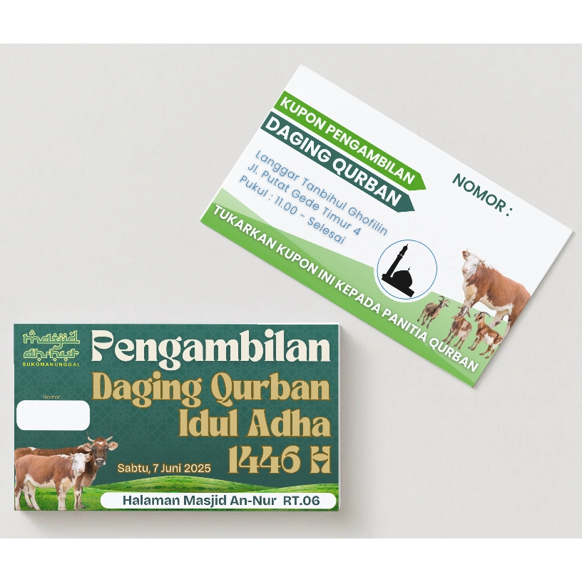Jual Cetak 100 Kupon Pengambilan Daging Qurban Idul Adha Costum | Shopee Indonesia