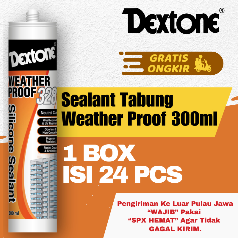Jual Lem Kaca Silicone Sealant Weather Proof 328 ( 300 ml ) DEXTONE ...