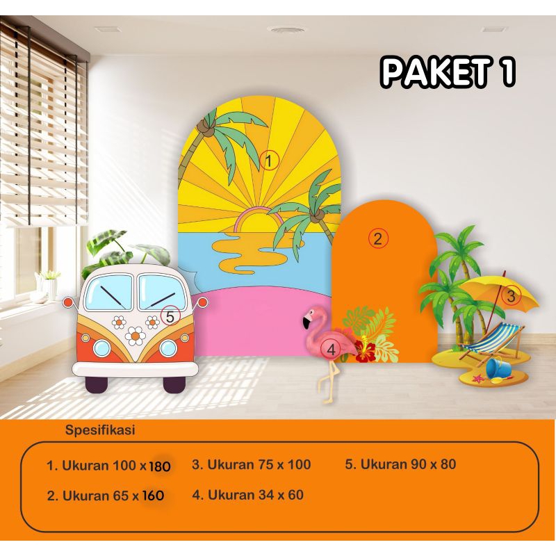Jual PAKET BACKDROP TEMA PANTAI /STANDING KARAKTER TEMA BEACH ...