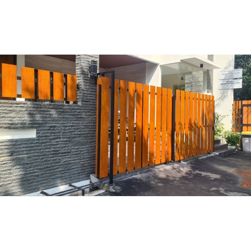 Jual pagar sliding pengaman rumah papan grc serat kayu | Shopee Indonesia