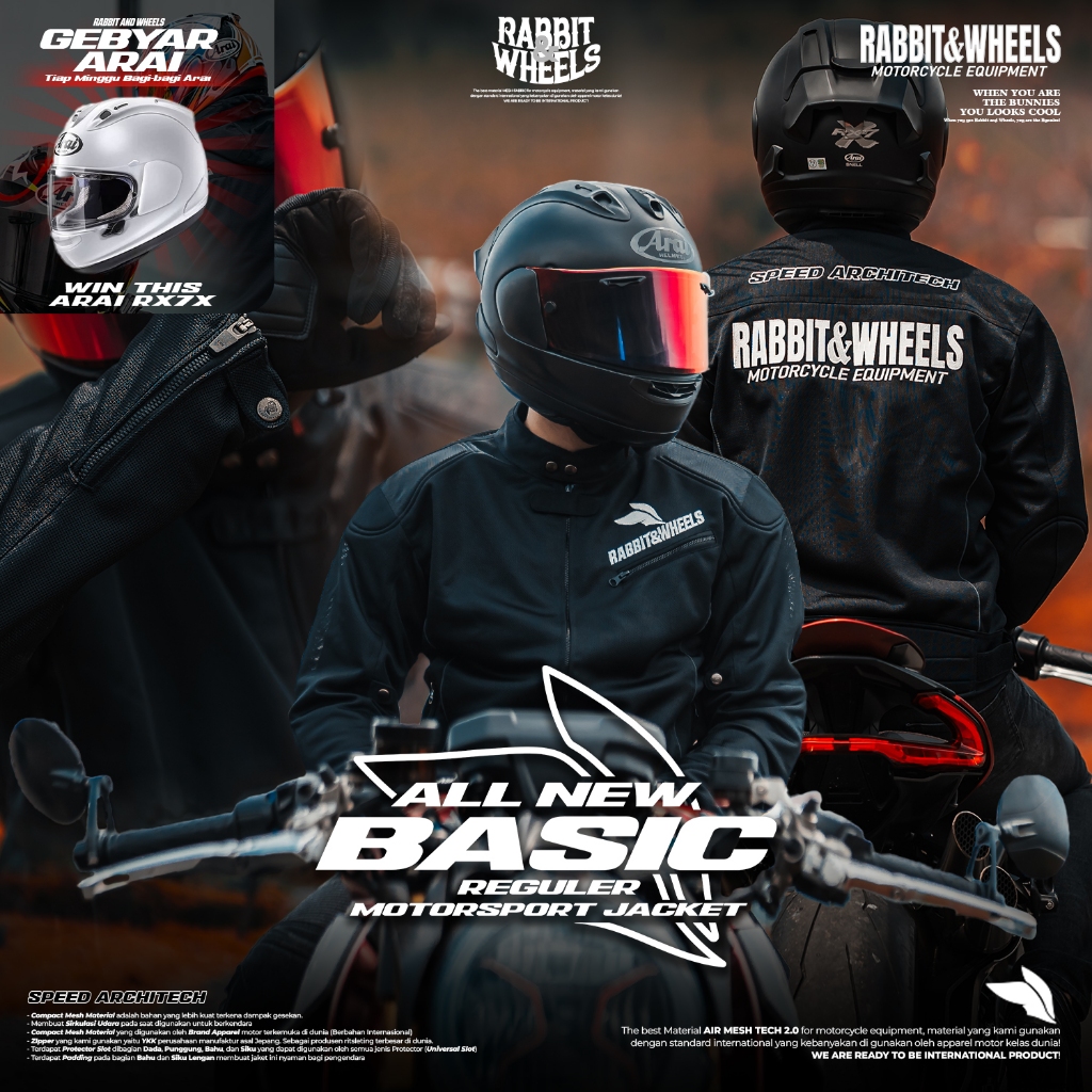 Jual ALL NEW BASIC REGULER BLACK JAKET MSP RABBIT AND WHEELS | Shopee ...