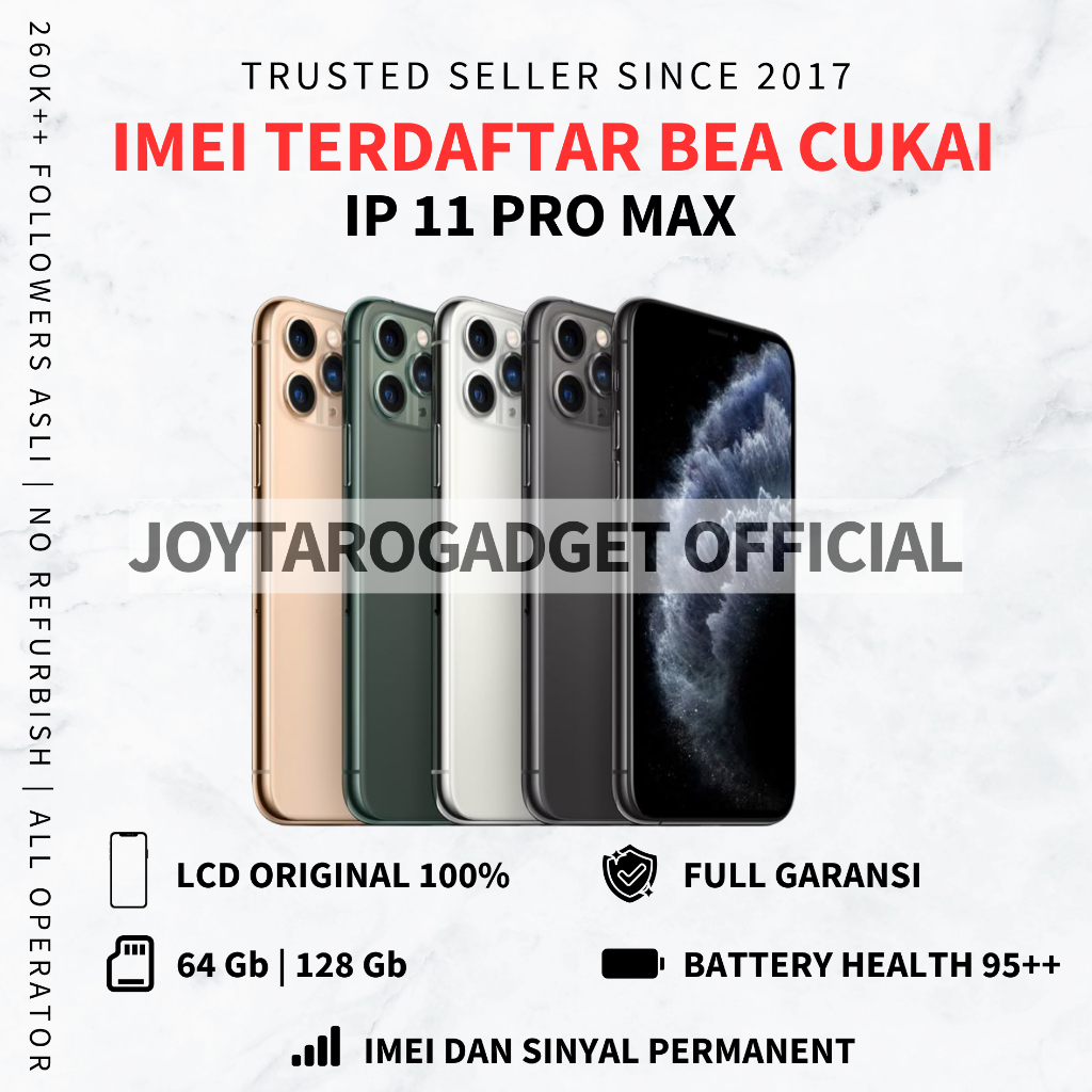 Jual iPHONE 11 pro max 64gb 256gb imei terdaftar BC beacukai ( Permanent ) Lcd Original 100% No ...