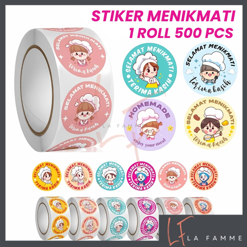 Jual Sticker Roll Selamat Menikmati 1 Roll 500 PCS 2.5 cm Stiker Bulat ...