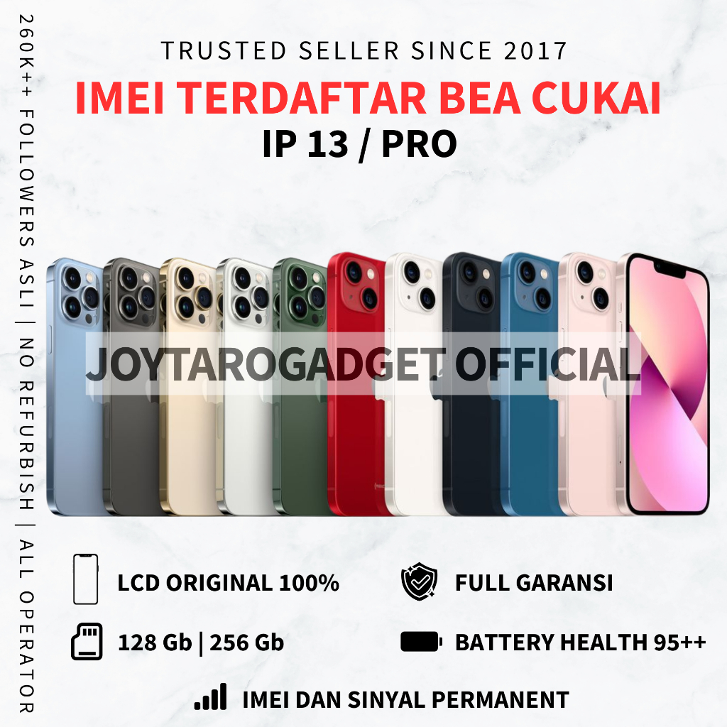 Jual iPHONE 13 - 13 pro 128gb 256gb imei terdaftar BC beacukai Lcd 100%Original fullset No ...