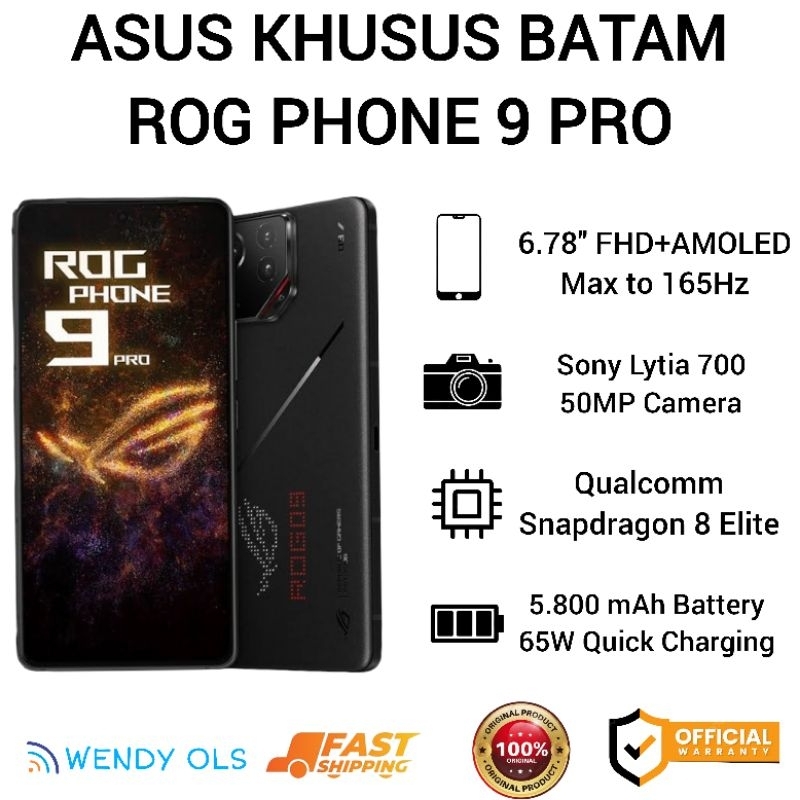 Jual ASUS ROG PHONE 9 PRO 16/512GB 5G ORIGINAL GARANSI RESMI INDONESIA ...