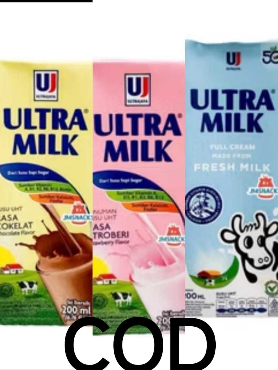 Jual ULTRA MILK SUSU ULTRA UHT/ FULL CREAM/COKLAT/STROBERY 200ML ...